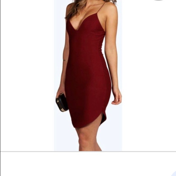 Boohoo | Dresses | Burgundy Bodycon Dress | Poshmark